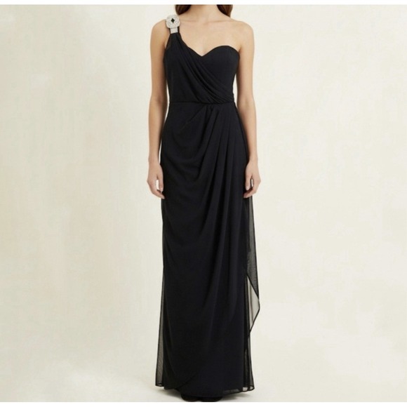 Xscape | Dresses | Xscape Womens Navy Embellished One Shoulder Dress ...